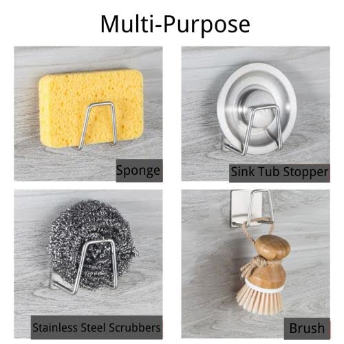 Sundown Creek Sponge Holder for Kitchen Sink, Self Adhesive SUS304 Stainless Steel Dish Sponge Holder Rust Proof