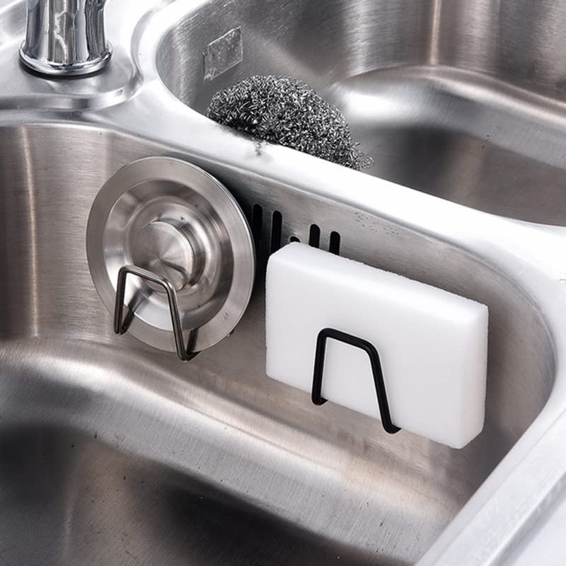 Sundown Creek Sponge Holder for Kitchen Sink, Self Adhesive SUS304 Stainless Steel Dish Sponge Holder Rust Proof