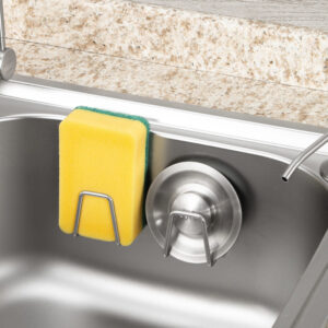 Sundown Creek Sponge Holder for Kitchen Sink, Self Adhesive SUS304 Stainless Steel Dish Sponge Holder Rust Proof