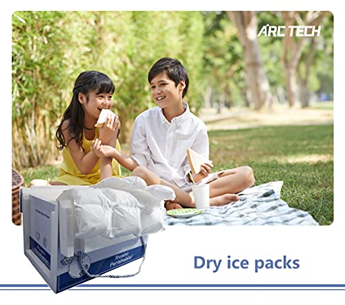 ARCTECH Dry Ice Packs for Coolers - Lunch Box Shipping Frozen Food Lunch Bags, Leak-Proof Gel Refrigerant, Reusable Ice Packs -Large Sheets, Long Lasting, Flexible, Absorb Water (16.5"x10" 6PACK)