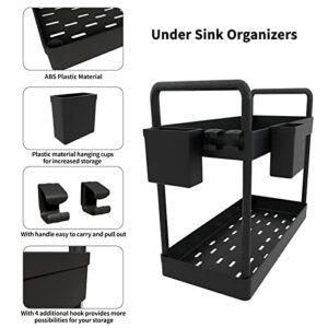 PdMiBS 2PCS Under Sink Organizers and Storage,Bathroom Organizers Under Sink ,2Tier Kitchen Countertop Organizer Under Sink Shelf with Handle for Bathroom,Kicthen