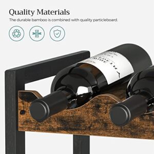 SONGMICS Countertop Wine Rack, 3-Tier Display Wine Storage Shelves, Holds 12 Bottles, Bamboo Wobble-Free Bottle Holder for Kitchen Bar Dining Room Living Room, Rustic Brown and Black UKWR011B01