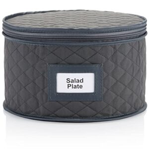 China Storage Case - Salad Plate Quilted Case - 10 inches Diameter x 6 inches Height - Gray - Includes 12 Felt Separators