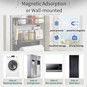 Dr.BeTree Magnetic Shelf, Magnetic Spice Rack for Refrigerator No Drilling Magnetic Or Wall Mount Screws Spice Rack Organizer 2 Tier Kitchen Refrigerator Storage Rack-Black