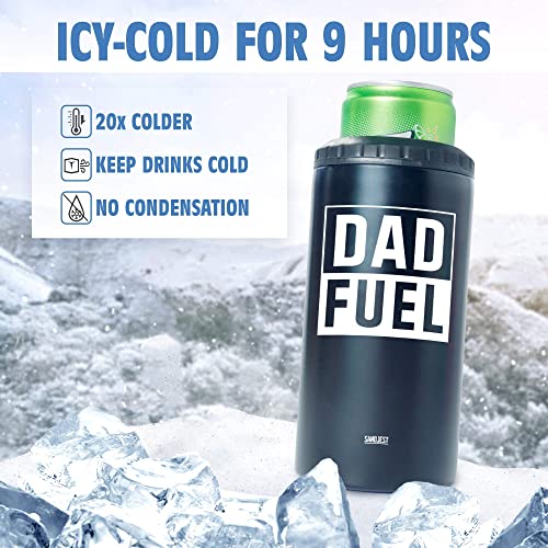 SANDJEST 4-in-1 Dad Tumbler Gifts for Dad from Daughter Son - 12oz Dad Fuel Can Cooler Tumblers Travel Mug Cup - Stainless Steel Insulated Cans Coozie Christmas, Birthday, Father's Day Gift for Daddy