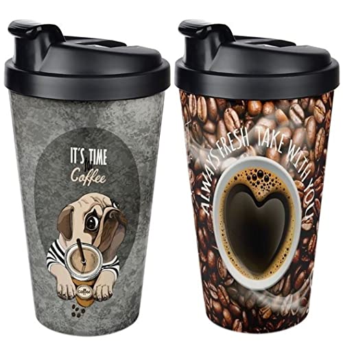 Travel Coffee Cup Leak Free Reusable Plastic Travel Coffee Mug Spill Proof - 20 oz- 2 Pack