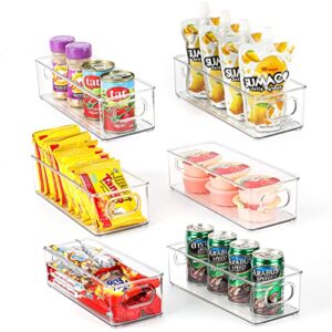 maxgear fridge organizer bins clear stackable pantry organization and storage multi-use storage bins with handles for refrigerator, fridge, freezer, cabinet, kitchen, pantry, 10 x 4 x 3 inch, 6 pack