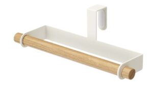 yamazaki cabinet door dish home towel hanger, | steel + wood | kitchen organizer, one size, white