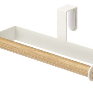 YAMAZAKI Cabinet Door Dish Home Towel Hanger, | Steel + Wood | Kitchen Organizer, One Size, White