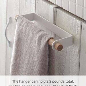 YAMAZAKI Cabinet Door Dish Home Towel Hanger, | Steel + Wood | Kitchen Organizer, One Size, White