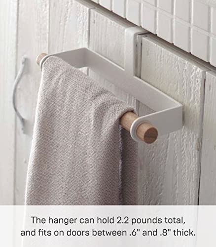 YAMAZAKI Cabinet Door Dish Home Towel Hanger, | Steel + Wood | Kitchen Organizer, One Size, White