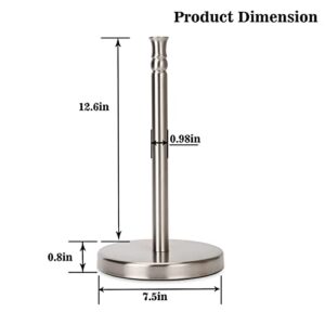 Paper Towel Holder Countertop, Stainless Steel Heavy Base (3LBS in Weight, and 7.5inch in Diameter) , Paper Towel Rack, Ripping Paper Towel Off One-Handed, No Wobbly (Brushed Nickel)