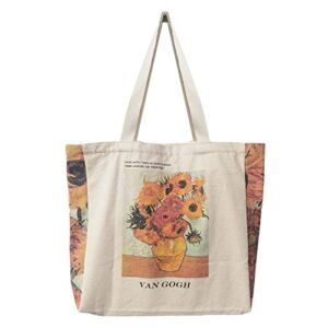 broadream canvas tote bag aesthetic – zippered tote bag with interior pocket by shoulder tote bags for women shopping,school