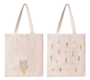 kazova floral cotton canvas tote bag minimalist bouquet aesthetic tote bag reusable canvas shopping wildflower botanical flower tote bag gift for her