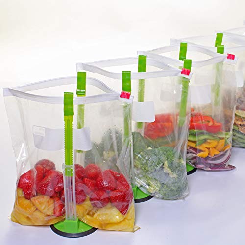 Bag Holder for Plastic Bags, Freezer Meal Ziplock Bag Holder Stand, Adjustable Hands-free Open Baggy Rack Storage Bag Holder Stand for Food Prep Bag, Gallon Baggie Holders Stand, Kitchen Gadget (4pcs)