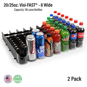 Display Technologies Visi-Fast 20oz (Pack of 2) Fridge Organizer, Pusher Glide, Beverage Water Bottles Storage for Refrigerator, Kitchen Can Bottle Organizer, Energy Drink Bottle Dispenser