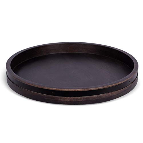 BIRDROCK HOME 18” Wooden Lazy Susan - Black - Burnished Iron Accents - Table Top Turntable - Cabinet or Pantry Organizer - Decorative Spice Rack Medicine Cleaning Spinning Table - Wood - Large