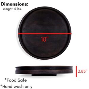 BIRDROCK HOME 18” Wooden Lazy Susan - Black - Burnished Iron Accents - Table Top Turntable - Cabinet or Pantry Organizer - Decorative Spice Rack Medicine Cleaning Spinning Table - Wood - Large