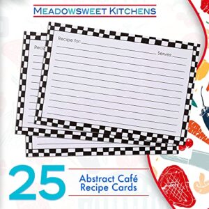 Meadowsweet Kitchens Recipe Card Set - 25 Double Sided Recipe Cards 4 x 6 Inch, Perfect Size Blank Cards for a Recipe Card Box, Make Your Own Personalized Recipe Book - Abstract Café