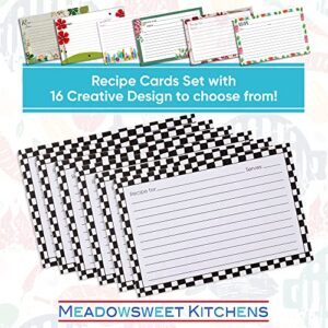 Meadowsweet Kitchens Recipe Card Set - 25 Double Sided Recipe Cards 4 x 6 Inch, Perfect Size Blank Cards for a Recipe Card Box, Make Your Own Personalized Recipe Book - Abstract Café