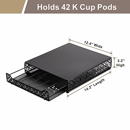 FlagShip K Cup Drawer Holder for Keurig Pods K Cup Storage Organizer Drawer Save Space Countertop Kitchen (42 Pods)