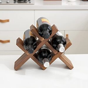 inman oak wood wine storage rack countertop, independent capacity wine rack durable storage rack, suitable for wine cellars, bars, homes and kitchen storage racks(walnut)