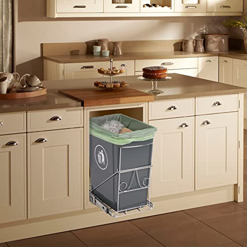 WHITE TIGER Pull Out Trash Can Under Cabinet Slide Out Shelf, Under Sink Garbage Trash Can Sliding Shelf Organizer for Kitchen Cabinet/Sink Cabinet /Laundry Hamper Cabinet (Trash Can Not Included)