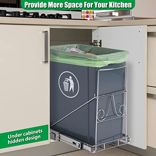 WHITE TIGER Pull Out Trash Can Under Cabinet Slide Out Shelf, Under Sink Garbage Trash Can Sliding Shelf Organizer for Kitchen Cabinet/Sink Cabinet /Laundry Hamper Cabinet (Trash Can Not Included)