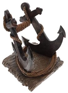 rustic rope wrapped boat anchor wine bottle display holder / rack – nautical ocean beach coastal decor