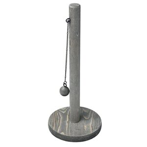 MyGift Vintage Gray Wood Freestanding Paper Towel Holder for Countertop with Wooden Ball Weight