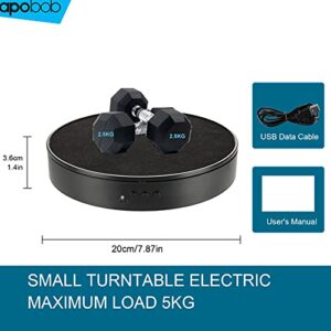 Apobob 360 Degree Turntable Display Stand for Photography Display, 11lb Load Motorized Display Turntable, Electric Rotating Display Stand for Jewelry, Watch, Shoe and Video Show, Gift for Photographer