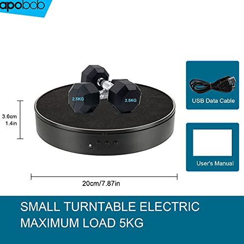 Apobob 360 Degree Turntable Display Stand for Photography Display, 11lb Load Motorized Display Turntable, Electric Rotating Display Stand for Jewelry, Watch, Shoe and Video Show, Gift for Photographer