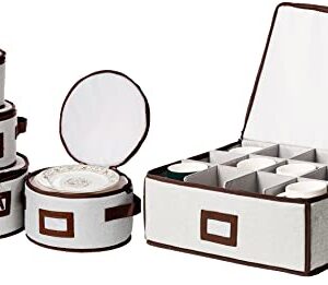 Jillmo China Storage Containers, 5-Piece Stackable Dish Storage Containers and Moving Boxes for Plates, Mugs, Crystal