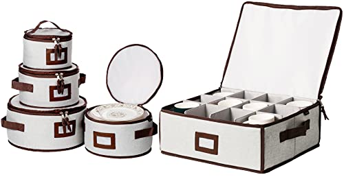 Jillmo China Storage Containers, 5-Piece Stackable Dish Storage Containers and Moving Boxes for Plates, Mugs, Crystal