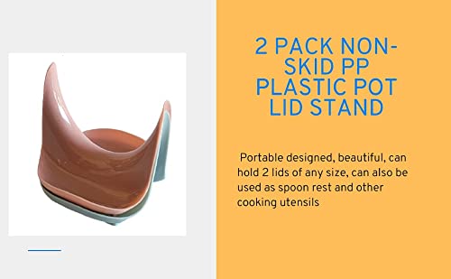 2 Pack Non-Skid PP Plastic Pot Lid Stand , Cover Holder Sets Lid Rack, Multifunction 2 Side Pot Lid Holder , Pot Lid Stand for Home Kitchen, Holds 2 lids of any size or can be used as spoon rest