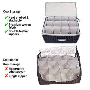 VERONLY 3 Pack Stemware Storage Box China Storage Case - Holds 36 Wine Glasses or Crystal Glassware Containers with Lable Window,Fully-Padded Inside with Hard Sides(15.5" x 12.5"x 10")