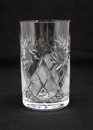 Combination 6 Russian CUT Crystal Drinking Tea Glasses W/metal Glass Holders "Podstakannik" for Hot or Cold Liquids