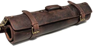 vintage crafts genuine buffalo leather knife roll set chef’s knife holder cutlery sheath artist case organizer storage bag travel friendly christmas black friday cyber monday gift for men & women