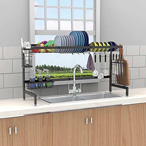 Shop Again Over The Sink Dish Drying Rack Black Large Dish Rack Drainer for Kitchen Storage Stainless Steel