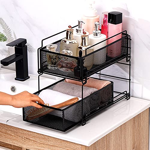 under sink organizers and storage, Xinwukeji Pull Out Cabinet Organizer 2-Tier Slide Out Sliding Shelf Under Cabinet Storage Multi-Use for Under Kitchen Bathroom Under sink organizer