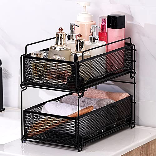 under sink organizers and storage, Xinwukeji Pull Out Cabinet Organizer 2-Tier Slide Out Sliding Shelf Under Cabinet Storage Multi-Use for Under Kitchen Bathroom Under sink organizer