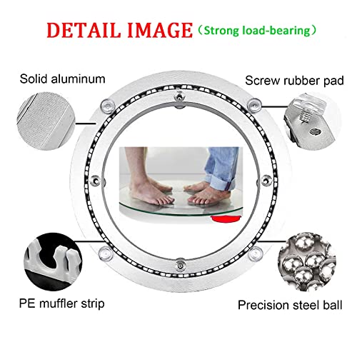 Aluminum Lazy Susan Bearing Turntable Ring Heavy Loads Base For Round Table Ø 8in 10in 12in 14in 16in 20in 24ni 27in 32in 360 Degree Swivel Turntable, For Glass/Granite/Wood Kitchen Ding Table