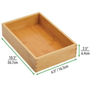 mDesign Bamboo Wood Drawer Organizer Box Tray for Kitchen, Drawers, Utensil Storage Countertops, Shelves, and Pantry; Holds Flatware, Cooking Utensils - Echo Collection - 6 Pack - Natural