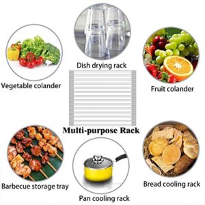 Roll Up Dish Drying Rack, 17 inch Stainless Steel In Sink Dish Drying Rack, Multipurpose Foldable Kitchen Sink Rack Mat for Dishes, Cups, Fruits Vegetables, Multi-Use Drying, Draining