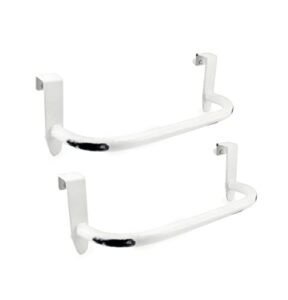 auldhome over cabinet towel racks (2-pack), rustic kitchen towel bars in distressed white enamel