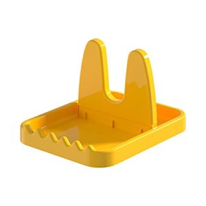 lk-lx foldable lid rack multifunctional kitchen spatula soup spoon stove countertop shelf pot lid storage shelf, yellow