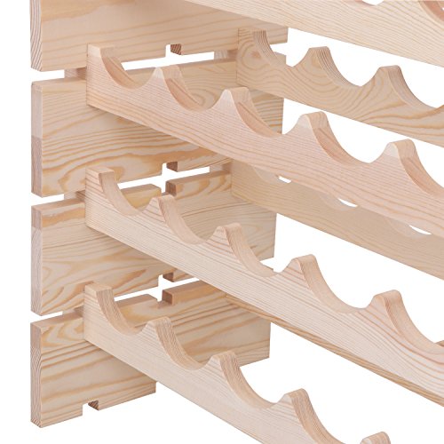 ZENY Large 96 Bottles Wood Wine Rack Stackable Storage Across up to 8 Rows Solid Wooden Display Shelves Rack Organizer