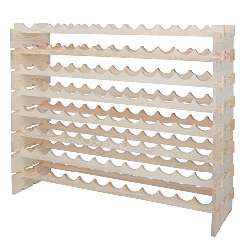 ZENY Large 96 Bottles Wood Wine Rack Stackable Storage Across up to 8 Rows Solid Wooden Display Shelves Rack Organizer