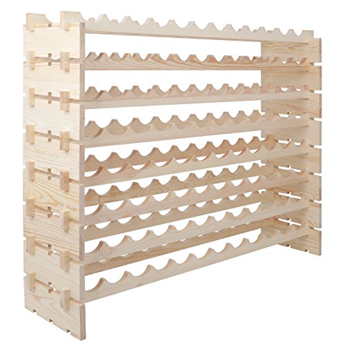 ZENY Large 96 Bottles Wood Wine Rack Stackable Storage Across up to 8 Rows Solid Wooden Display Shelves Rack Organizer