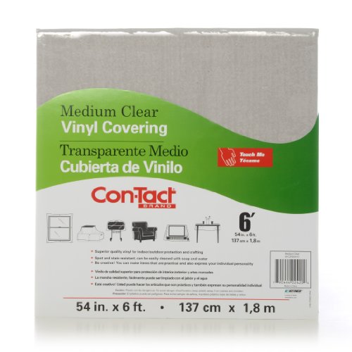 Con-Tact Brand Multipurpose Vinyl, Medium-Weight Clear PVC Covering, 54" x 6', Medium Clear